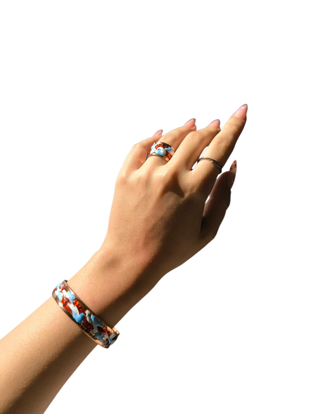 Completo Gioielli in Rame Creased Sbalzato a Mano – Anello, Bracciale ...